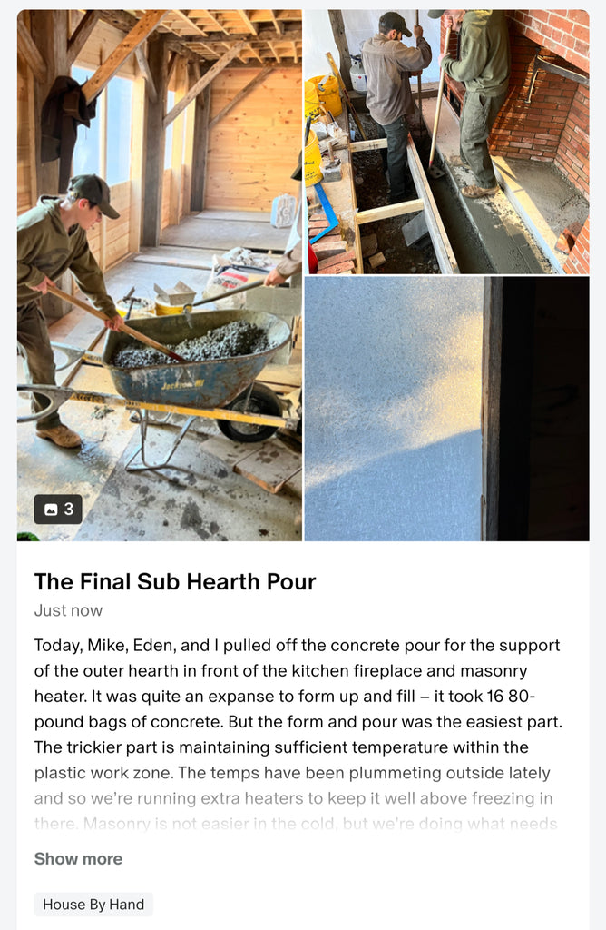 The Final Sub Hearth Pour – Mortise & Tenon Magazine