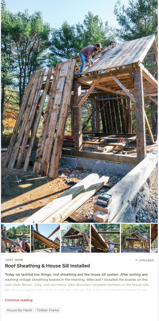 Roof Sheathing & House Sill Installed – Mortise & Tenon Magazine