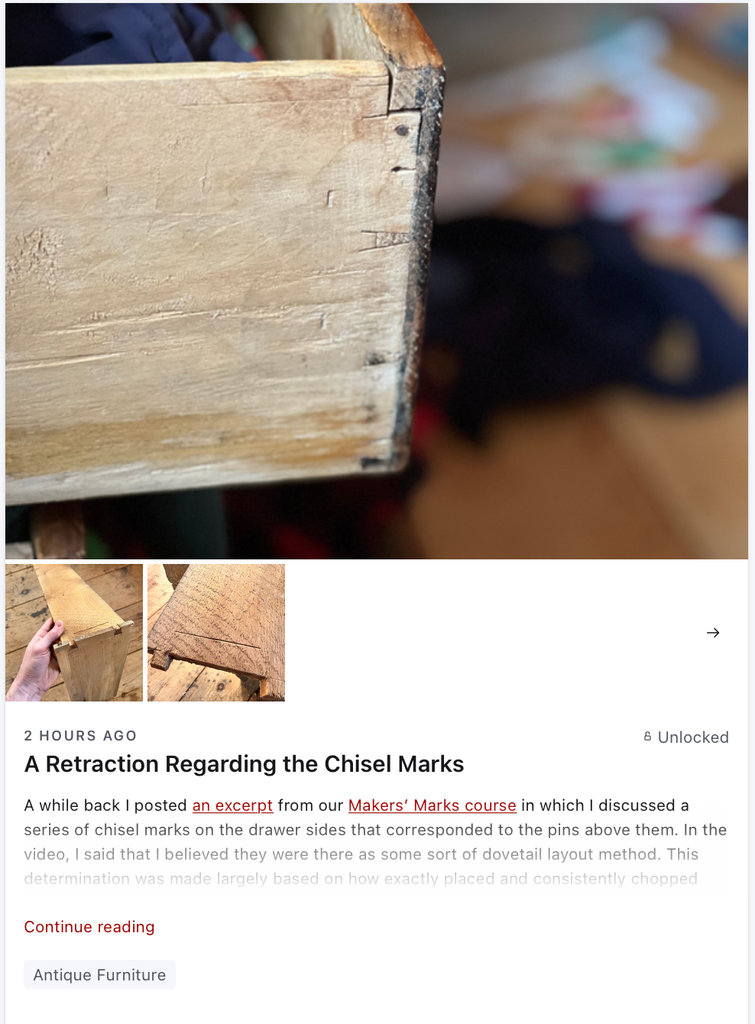 A Retraction Regarding the Chisel Marks – Mortise & Tenon Magazine