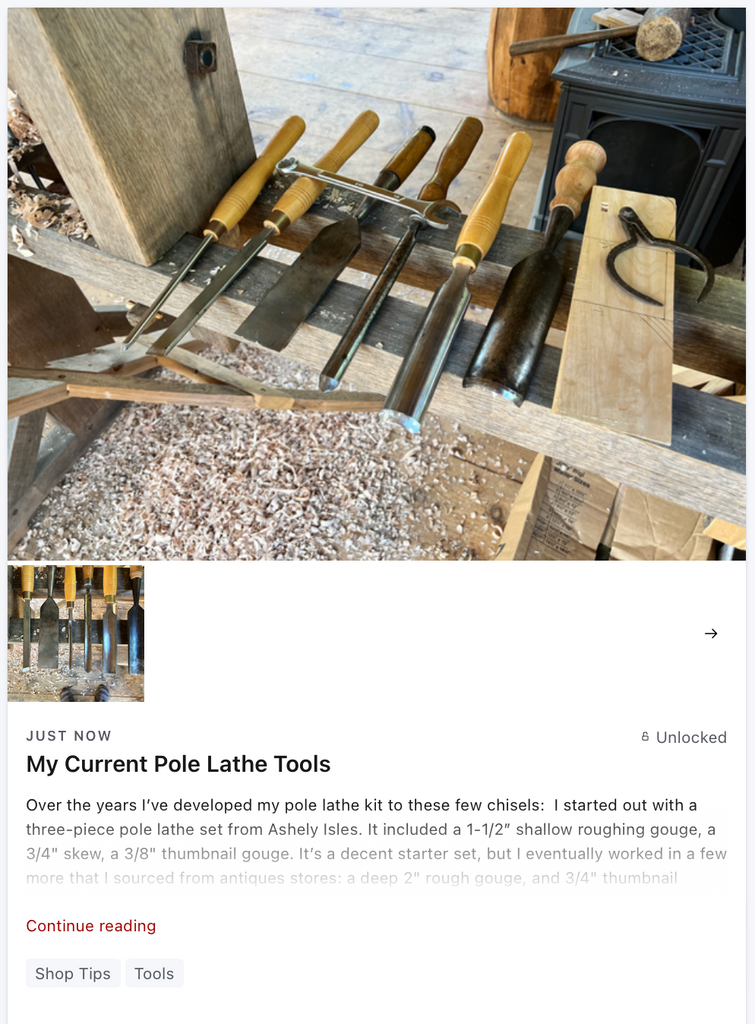 My Current Pole Lathe Tools – Mortise & Tenon Magazine